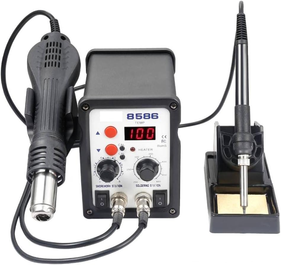 BLACK UNICORN Estación De Soldar Pistola De Calor Y Cautín 8586, 110v, pistola de aire caliente ...