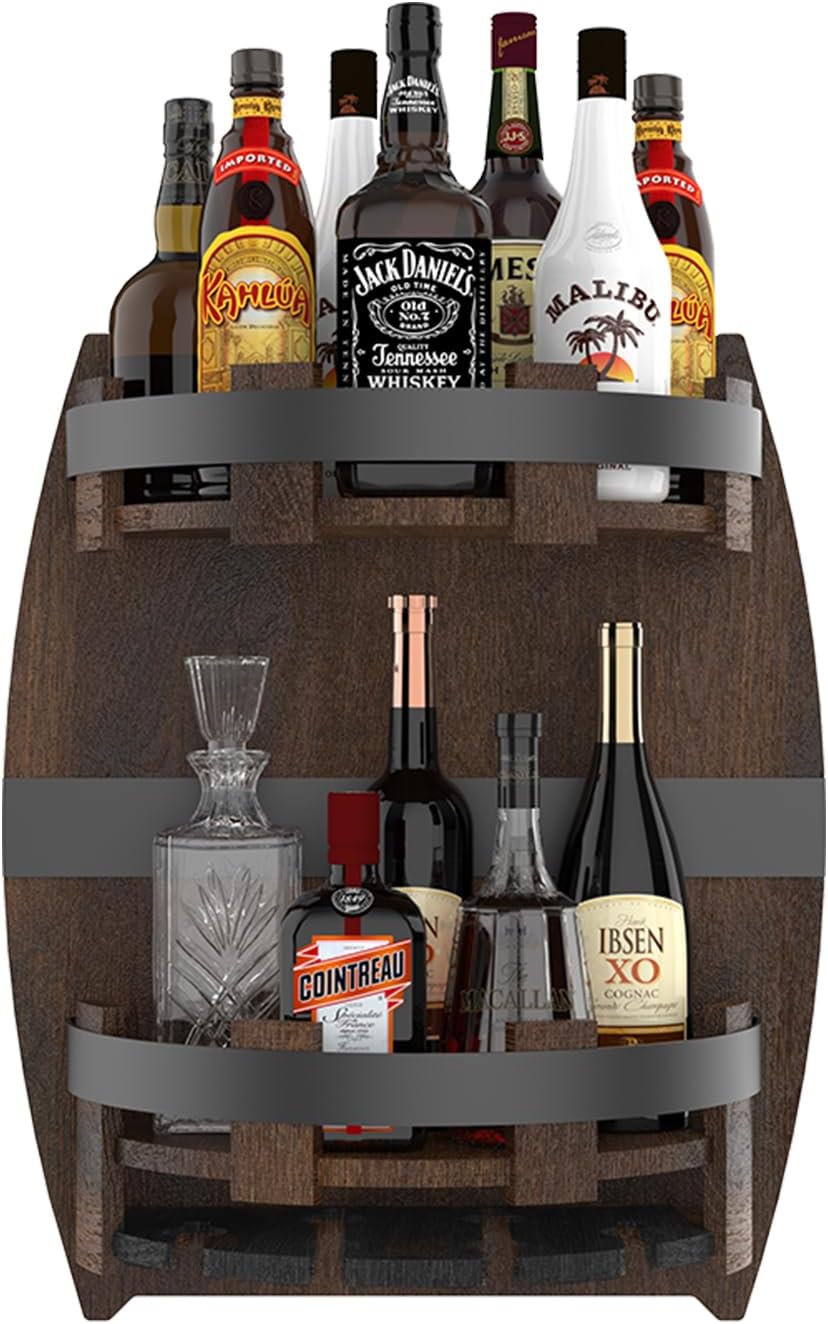 Amazon.com: WYJREES Whiskey Barrel Rack,Vintage Wall Mounted Wine Rack ...