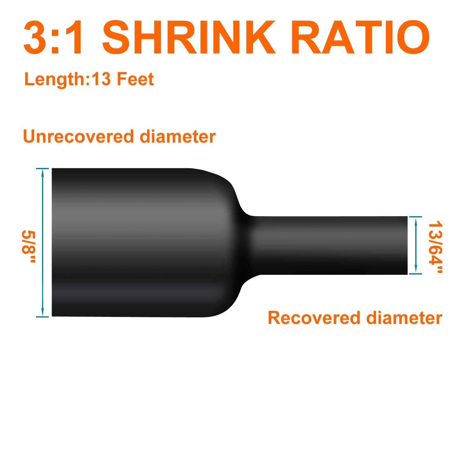 Snapklik.com : 5/8 Inch Heat Shrink Tubing - 13Ft 3:1Ratio Waterproof ...