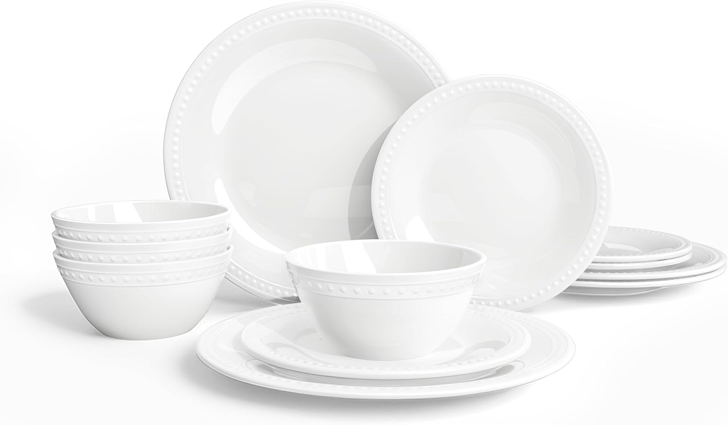 Amazon.com | Beesen Basic White Melamine Dinnerware Sets,12 Pieces ...