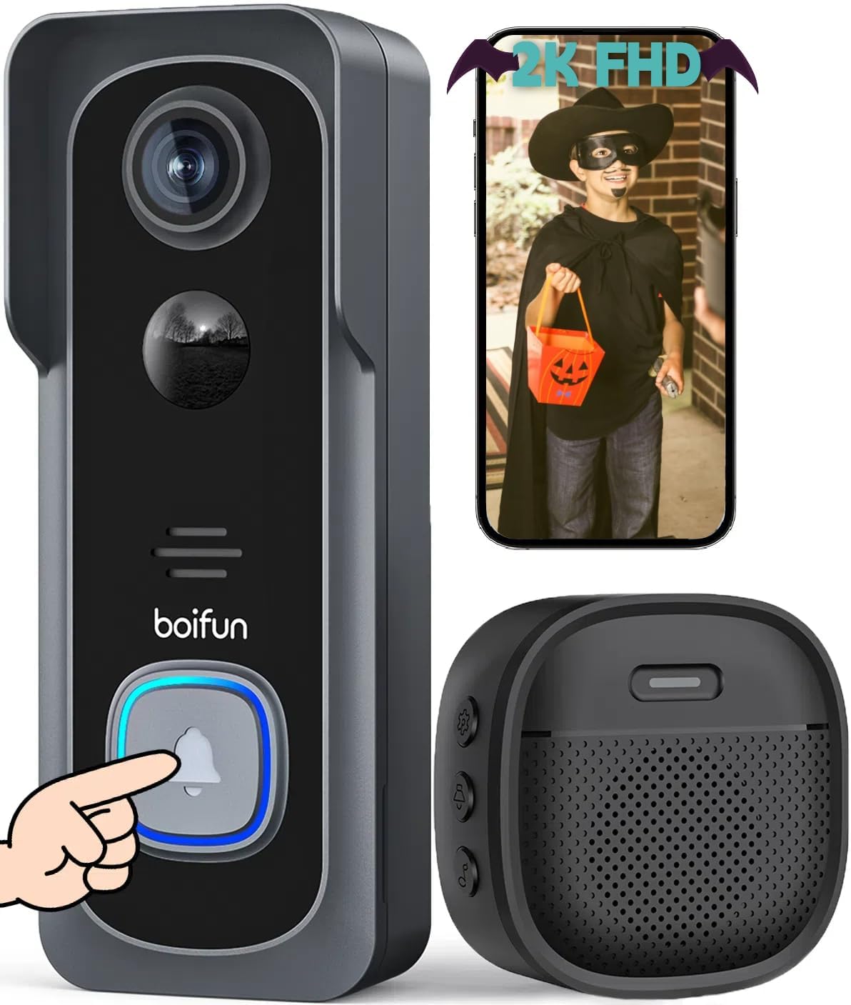 Amazon.com: BOTSLAB Video Doorbell Camera,No Monthly Fee,5MP Wireless ...