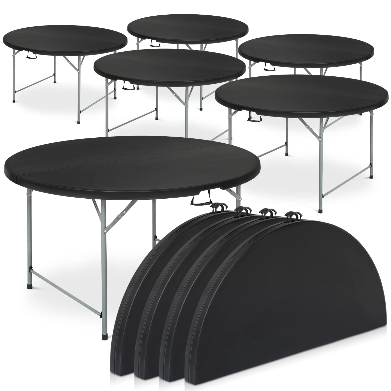 Amazon.com: MoNiBloom 10 Pack 5Ft Folding Plastic Table Set, Heavy Duty ...