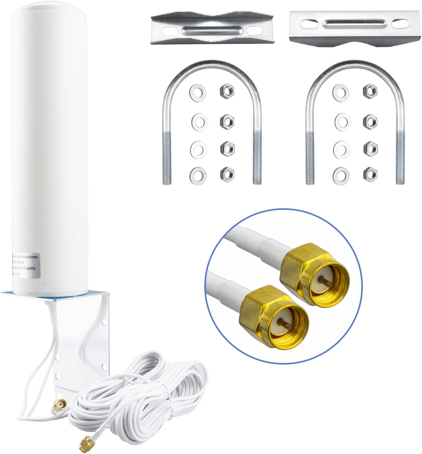 BOOBRIE 10-12dBi Antenne 4G LTE Exterieur Double Câble SMA Mâle 5M RG174 Haut Gain 698-2700MHz ...