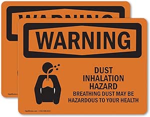 Amazon.com: (2 Pack) Dust Inhalation Hazard OSHA Warning Sign 14 Inch X ...