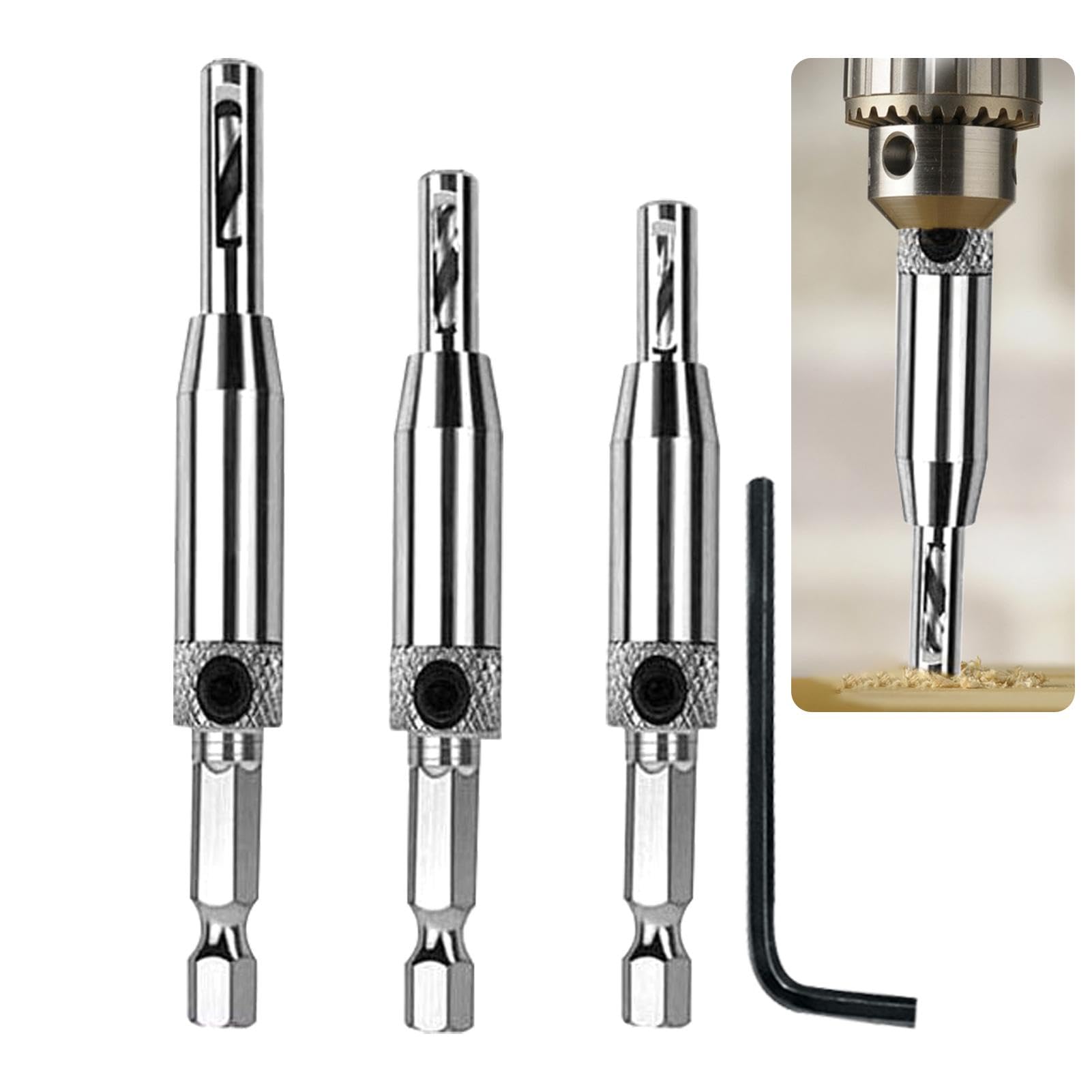 Hinge Drill Bit Set 4Pcs,HSS Hex Shank Hinge Drill Bit Guide Set High ...