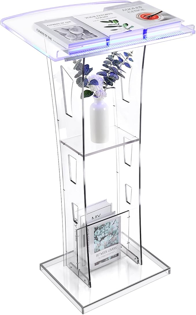 Amazon.com : Acrylic Podium Stand with Led Light, Clear Podium with ...