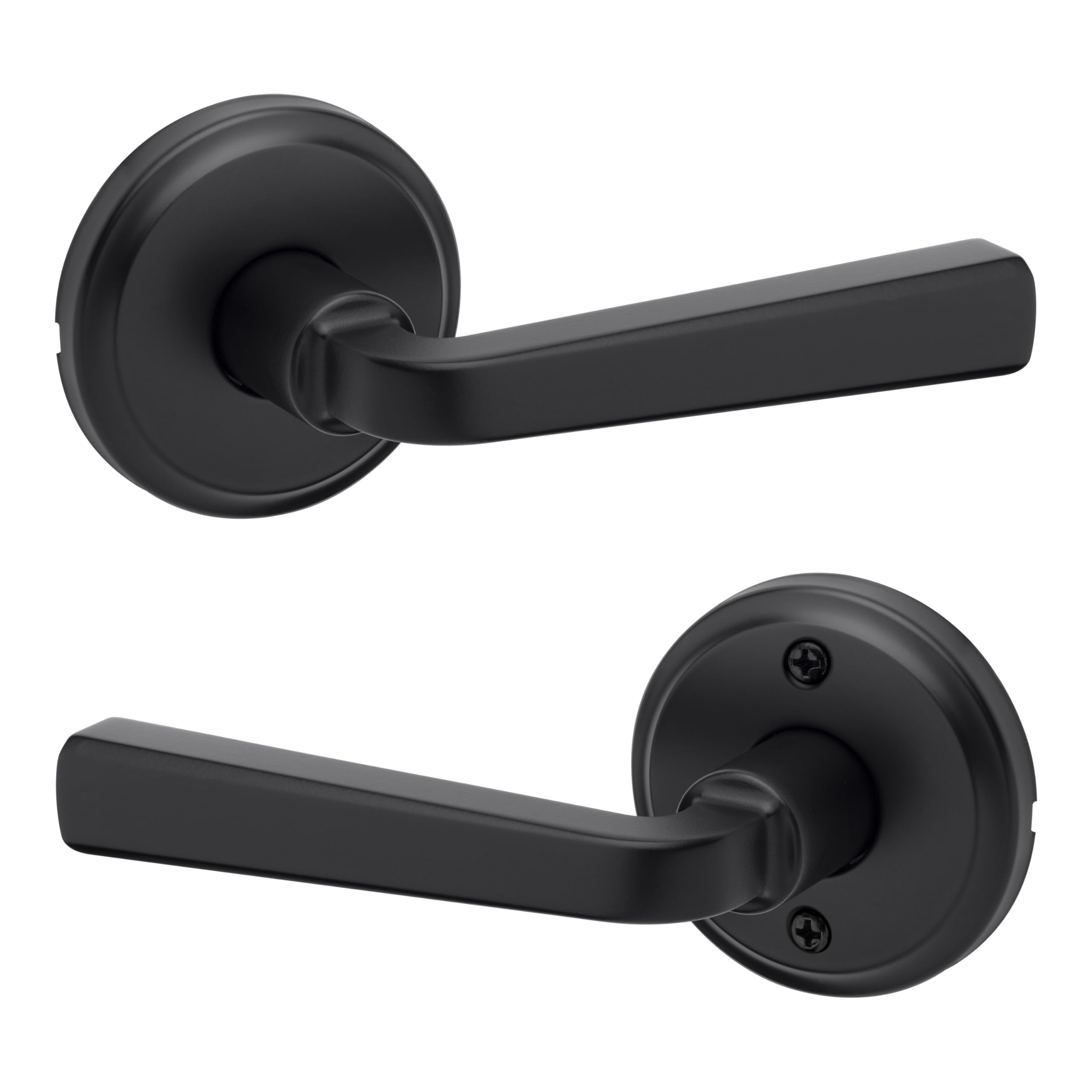 Weiser Trafford Matte Black Door Handle, Reversible Passage Lever ...