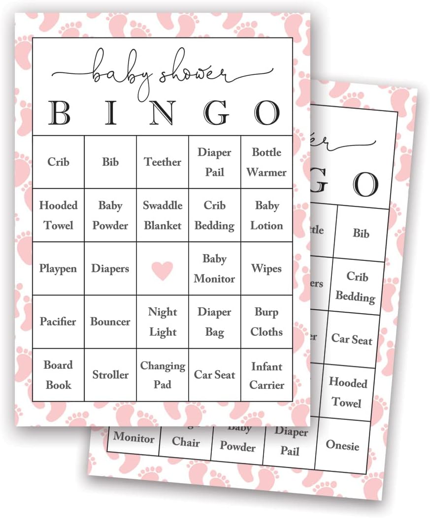 Amazon.com: InvitationHouse Pink Baby Feet Baby Shower Bingo Cards ...