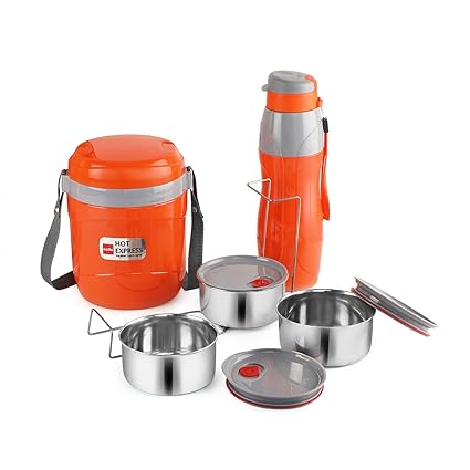 Buy CELLO Lunch Express Insulated Tiffin and Water Bottle, Orange ...