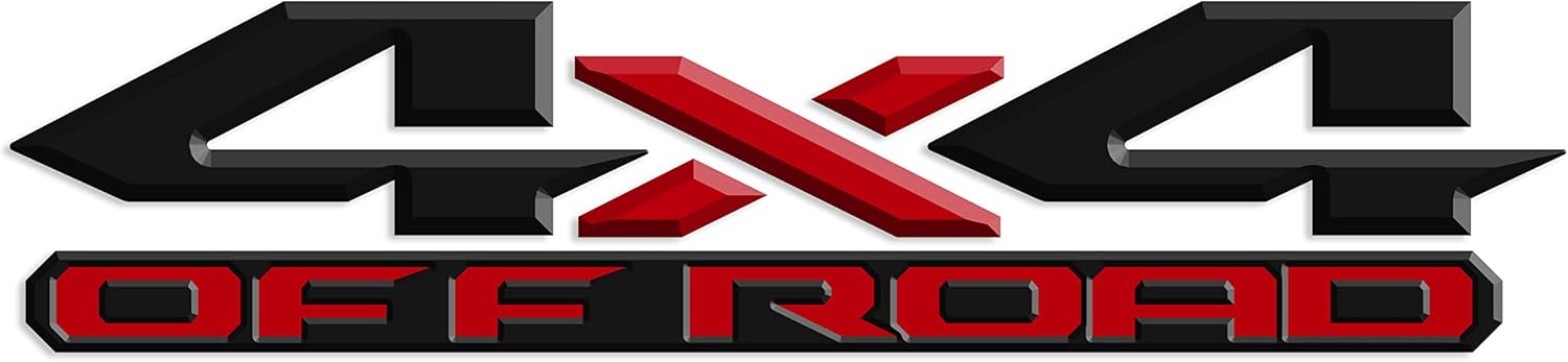 Amazon.com: 2 x Black/Red Gloss 4x4 Off Road 3D Bedside Vinyl Decals ...