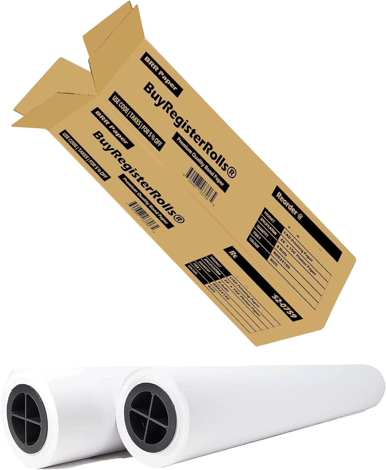 Amazon.com : 24’’ x 150’ Plotter Paper (New and Premium 2 Rolls) 20 lb ...
