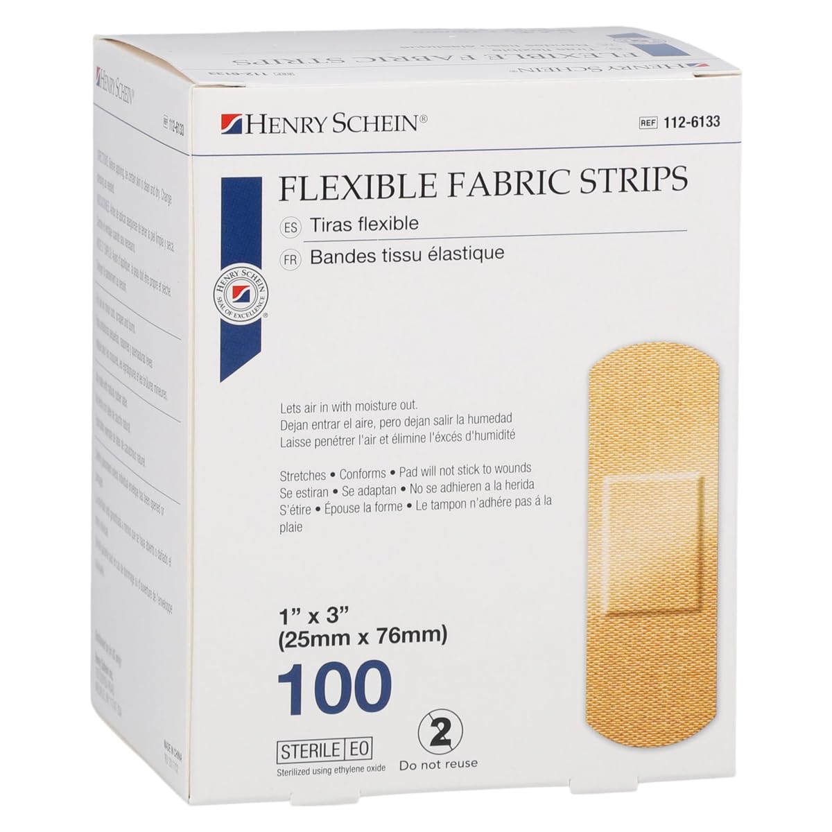 Amazon.com: Henry Schein Adhesive Fabric Bandage Strips, 1" x 3", Sterile, Box of 100 : Health ...