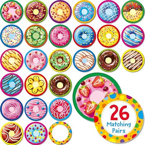 Amazon.com: Hebayy 52 PCS Donut Matching Game, 26 Designs Dessert Cards ...