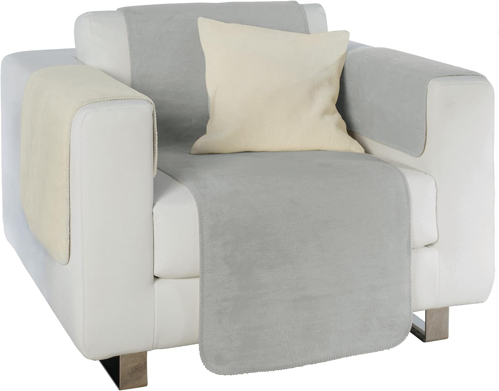 Erwin Müller Sessel- und Sofaschoner-Set 3-TLG. Baumwollmischung grau ...