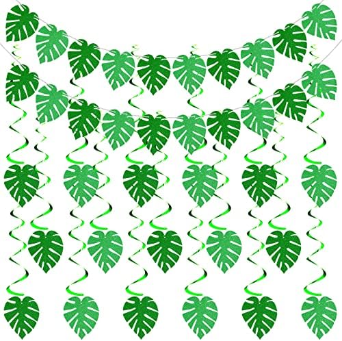 Amazon.com: 12 Pack Hanging Palm Leaves Decorations Tropica Jungle ...