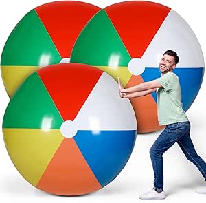 Amazon.com: 3 Pcs 48 Inch Giant Beach Balls Rainbow Large Pool Balls ...
