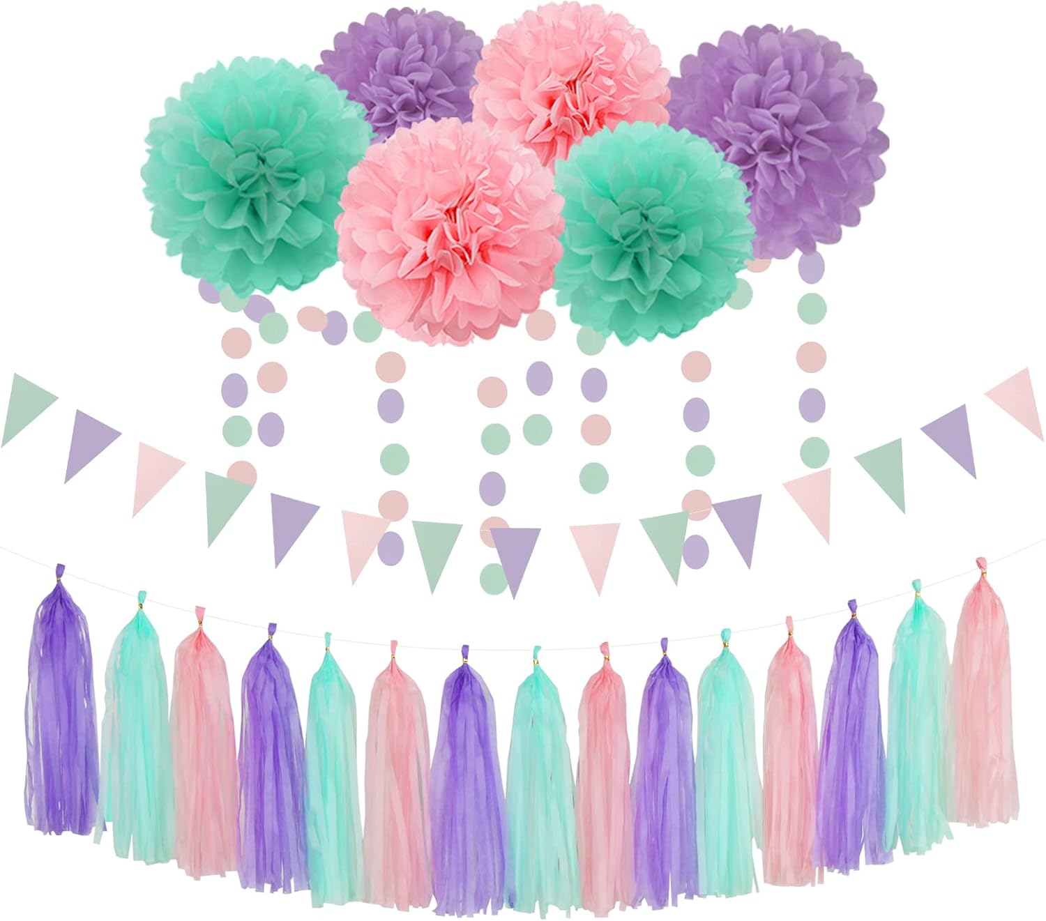Amazon.com: Pink-Purple Mint Mermaid Ocean-Themed Party-Decorations ...