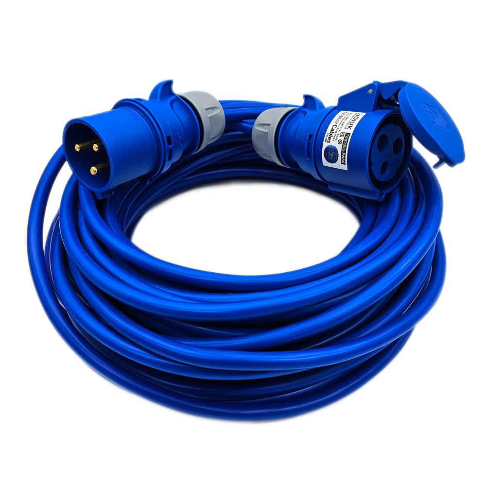 UK Made 25 Metres 32 Amp Mains Power Hook Up Cable Extension Lead 32A ...