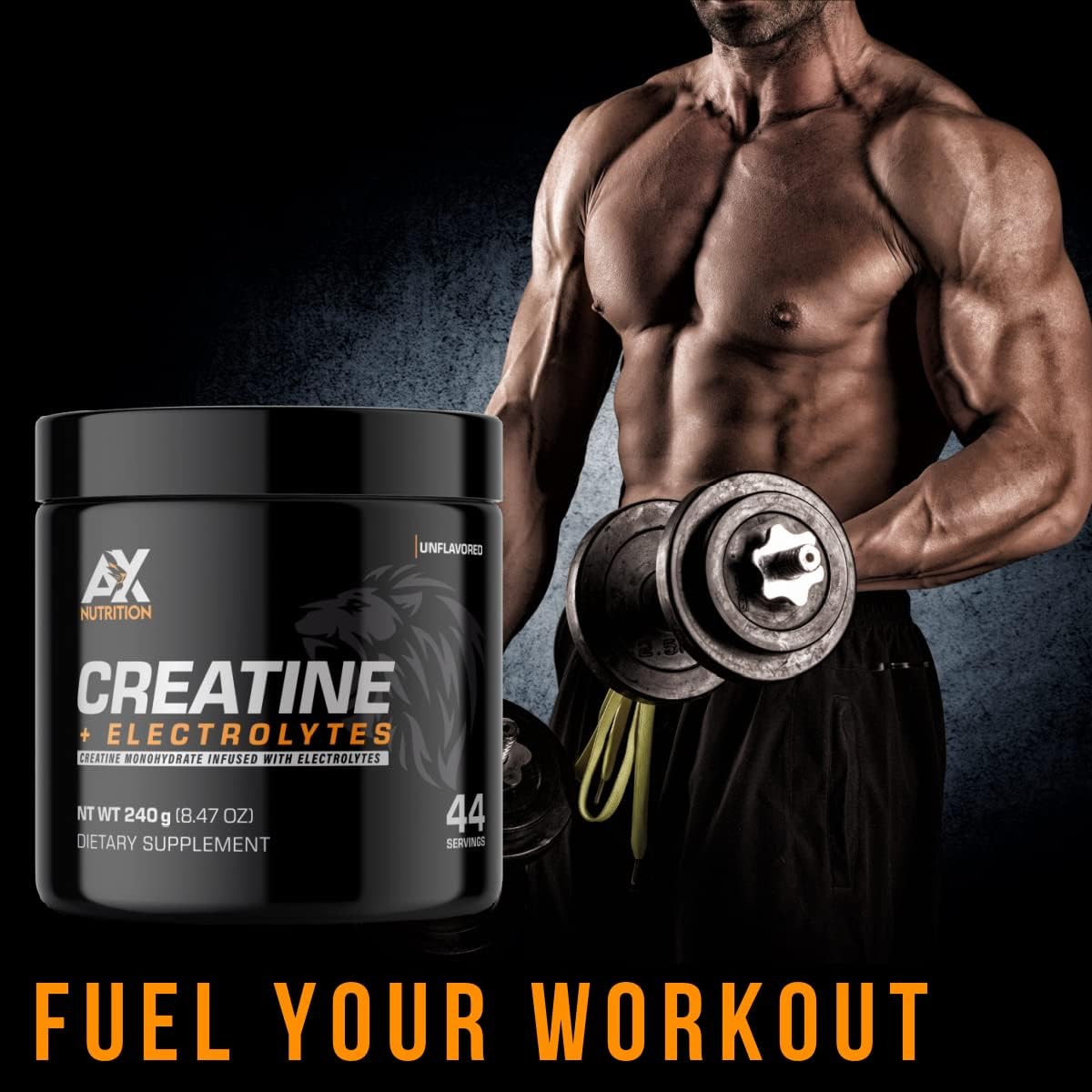 AX Nutrition Creatina electrolitos de 847oz Monohidrato de creatina 100 ...