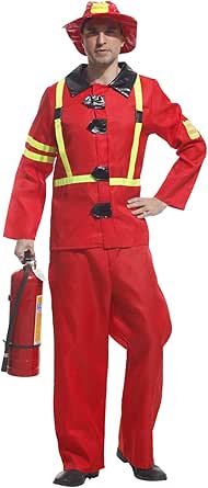 Amazon.com: Shanghai Story Halloween Cosplay Adult Fire Fighter Costume ...