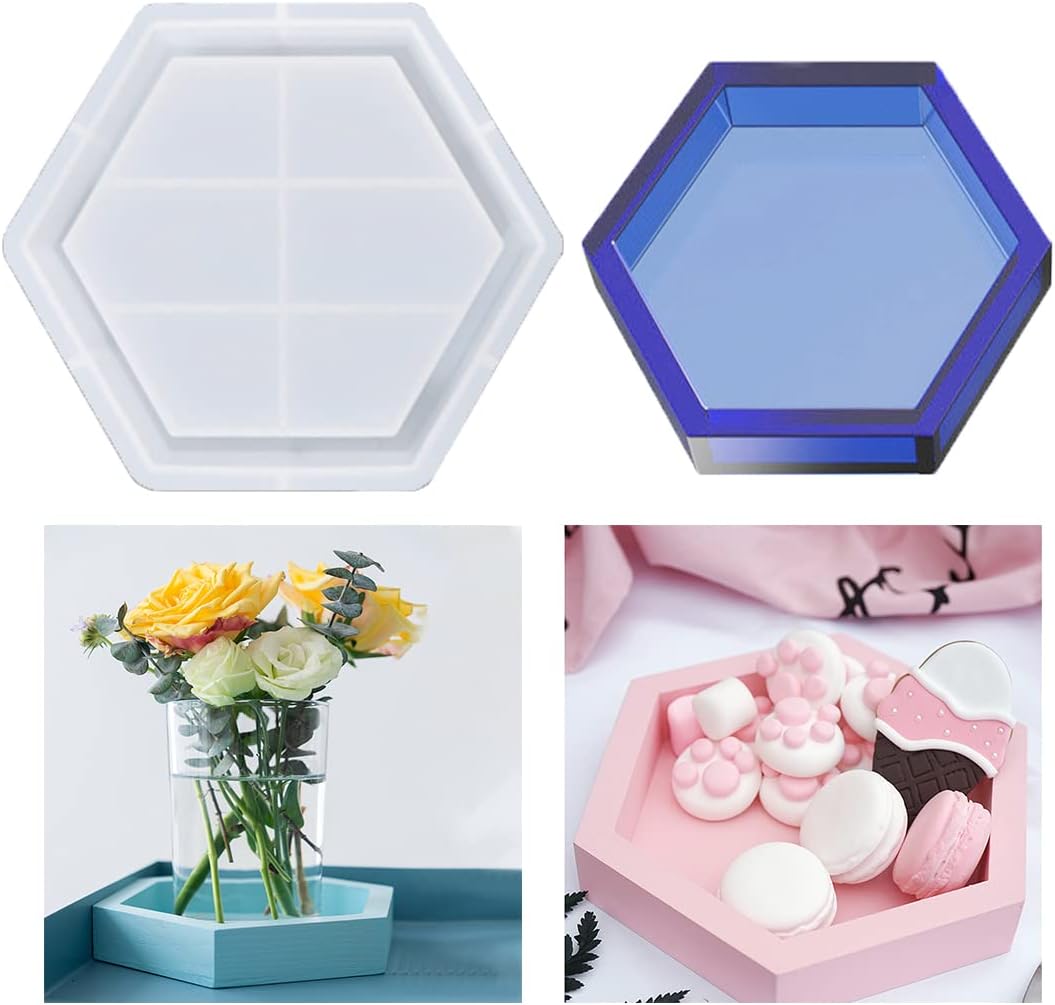Amazon.com: 3 Pack DIY Hexagon Mold, Hexagon Coaster Silicone Mold ...