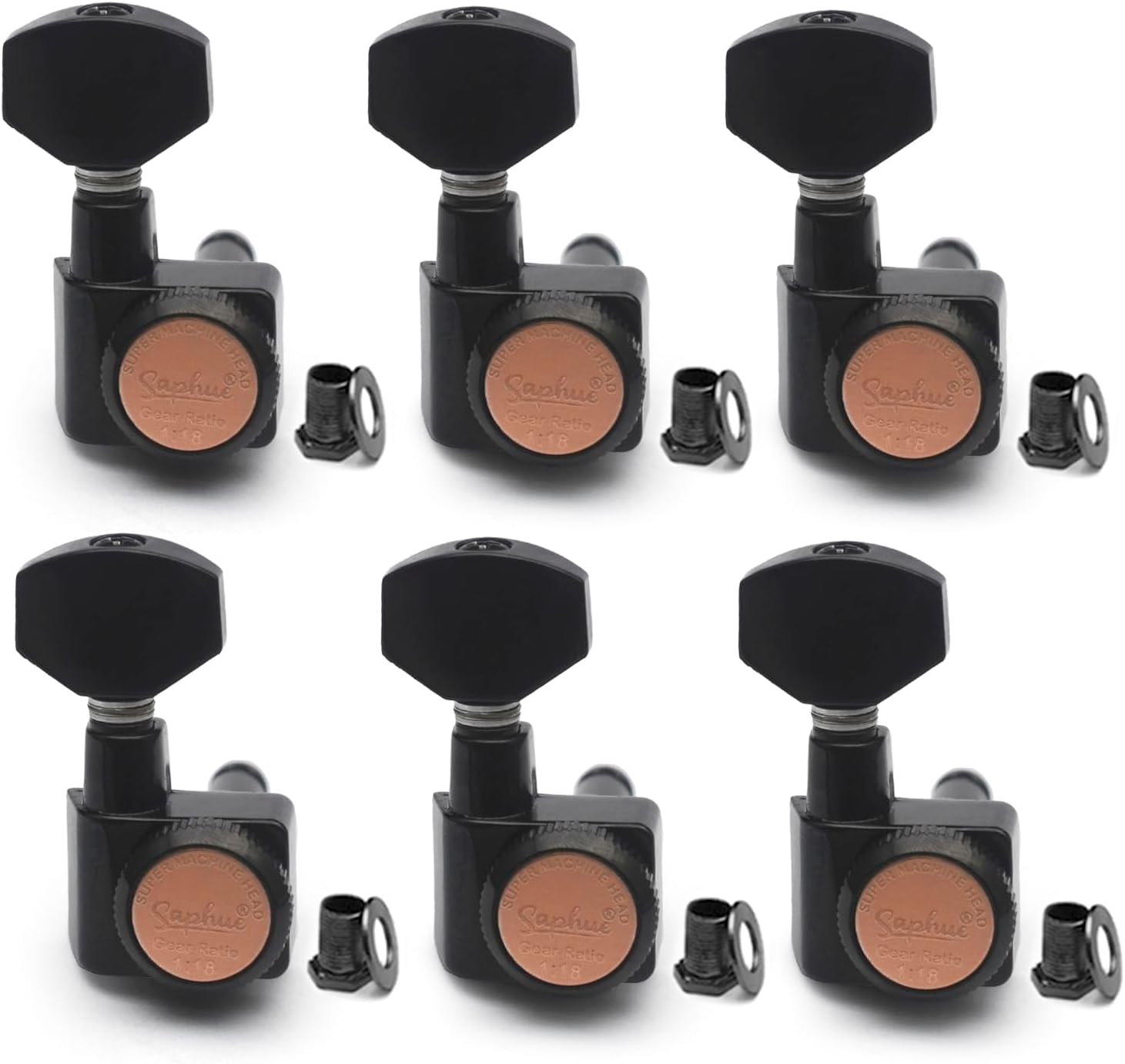 Amazon.com: SAPHUE 6 In-line Guitar Locking Tuners Screw-Free 1:18 ...