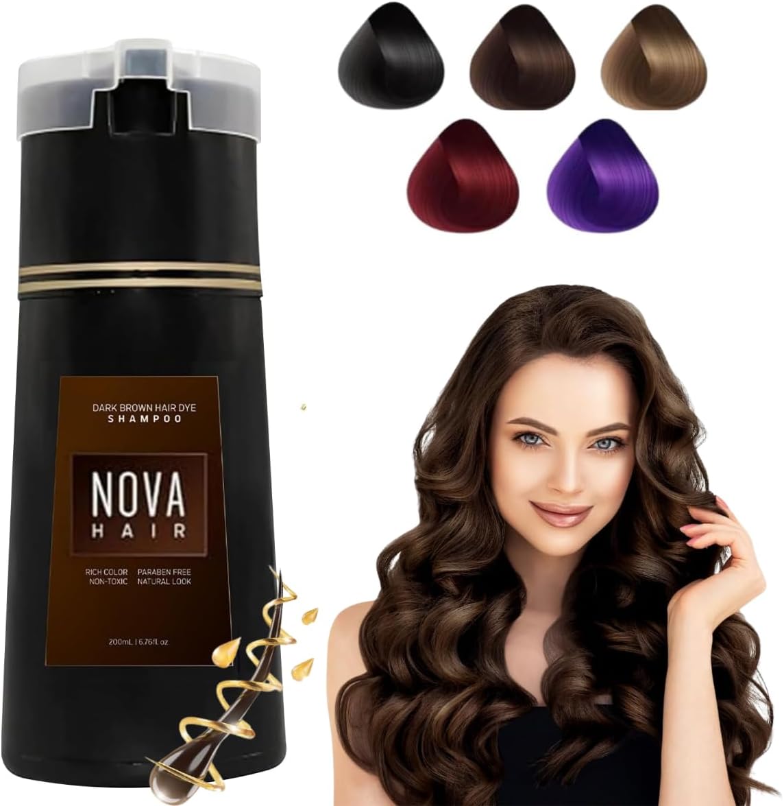 Amazon.com: Bupposes Nova Natural Chestnut Brown Hair Color Shampoo for ...