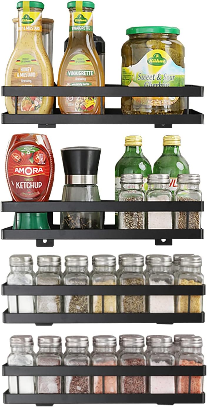 Amazon.com: Greenco Wall Mount Single Tier Mesh Spice Rack, Black, Set ...