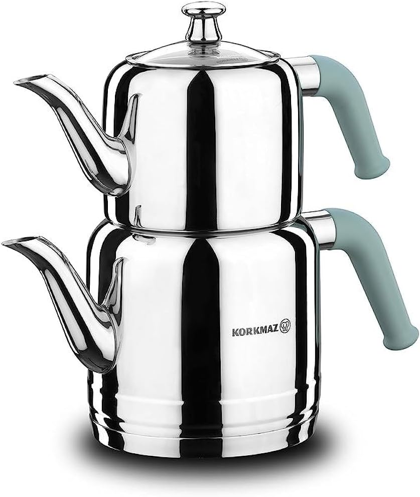 Amazon.com: korkmaz Turkish Teapot 18/10 Stainless Steel 3.6 Litre ...