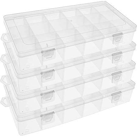 Amazon.com: ZOEYES 5 Pack Plastic Organizer Box, 18 Grids Jewelry ...