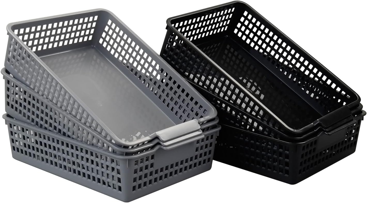 Amazon.com: Qqbine A4 Plastic Storage Basket Tray, Classroom Paper ...