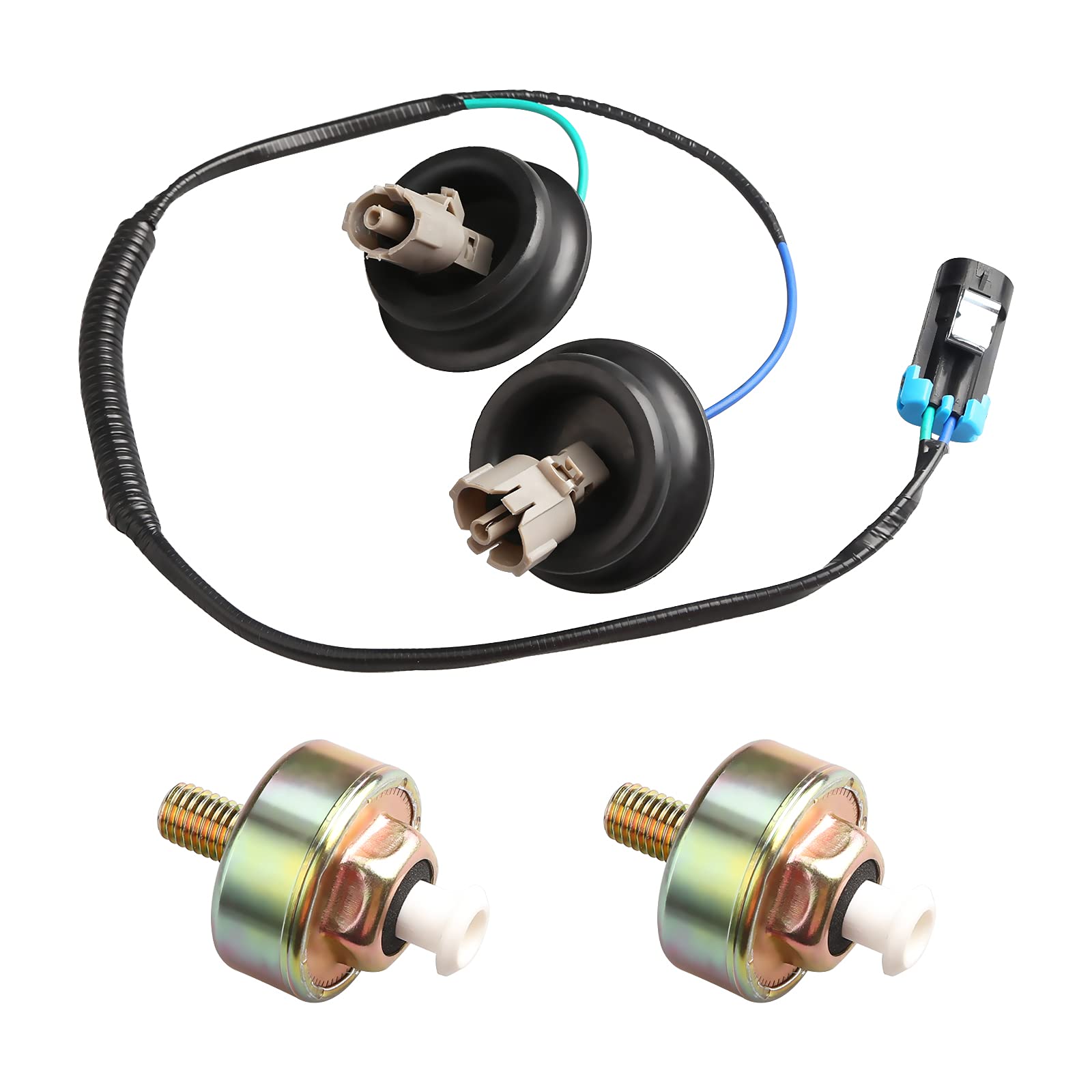 WMPHE Compatible with 2 PCS Knock Sensor with Wiring Harness Kit Chevy ...