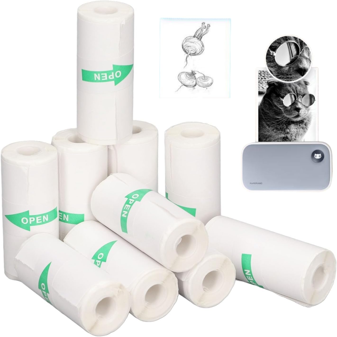 Amazon.com: Mini Printer Paper, Long Printer Paper 57 x 25 mm Self ...