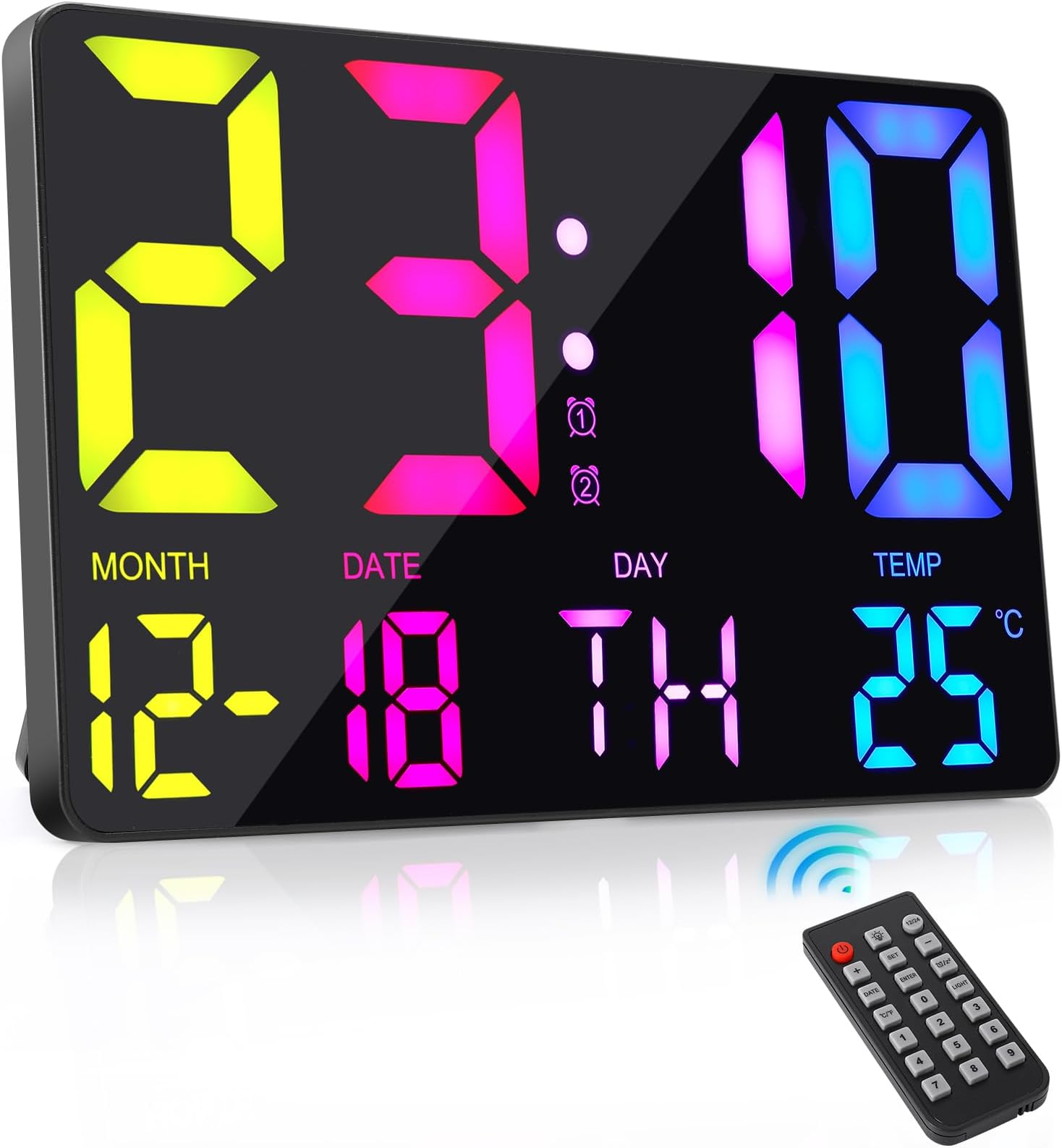 11.5" Digital Clock Wall Clock, Large Digital Wall Clock with Remote ...