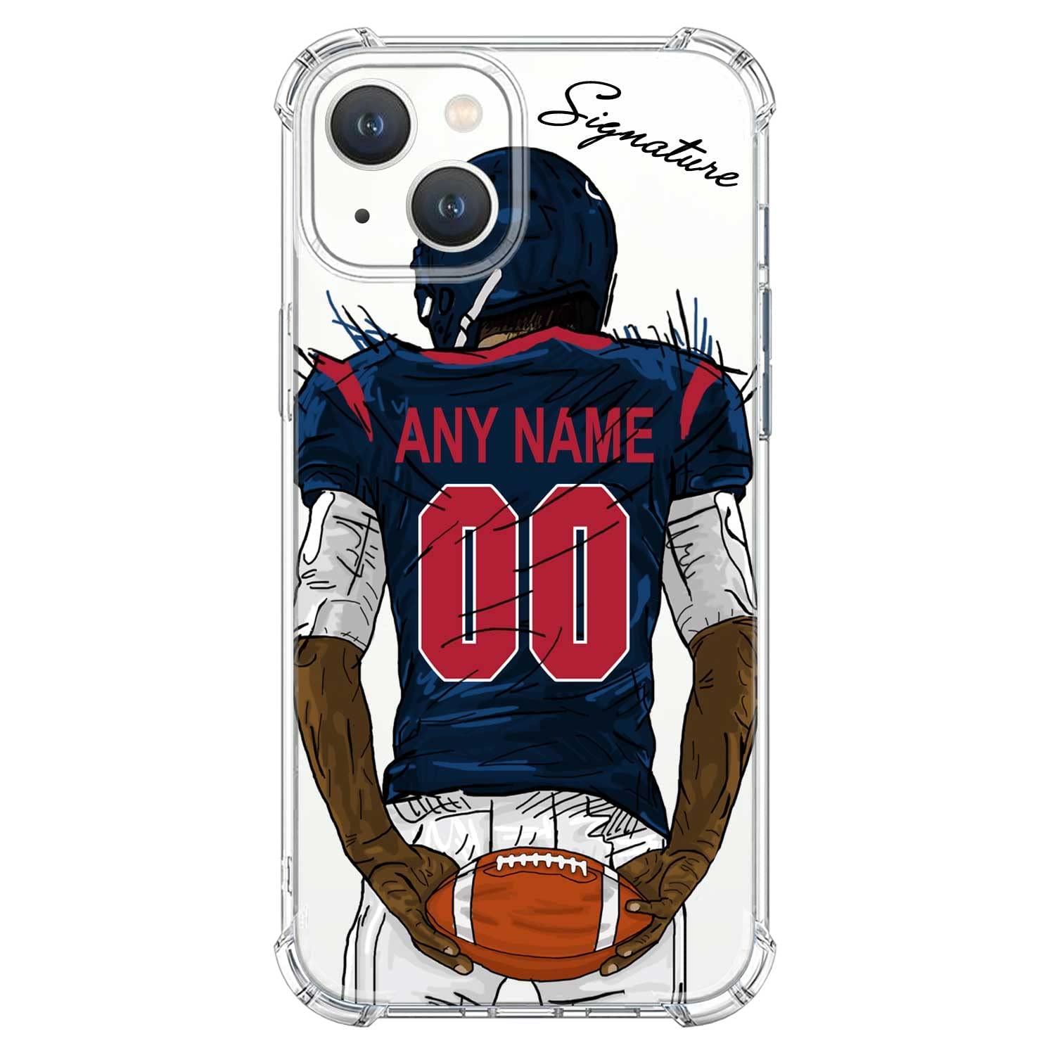 Amazon.com: VNGDA Custom Name & Number Crystal Clear Football Case for ...