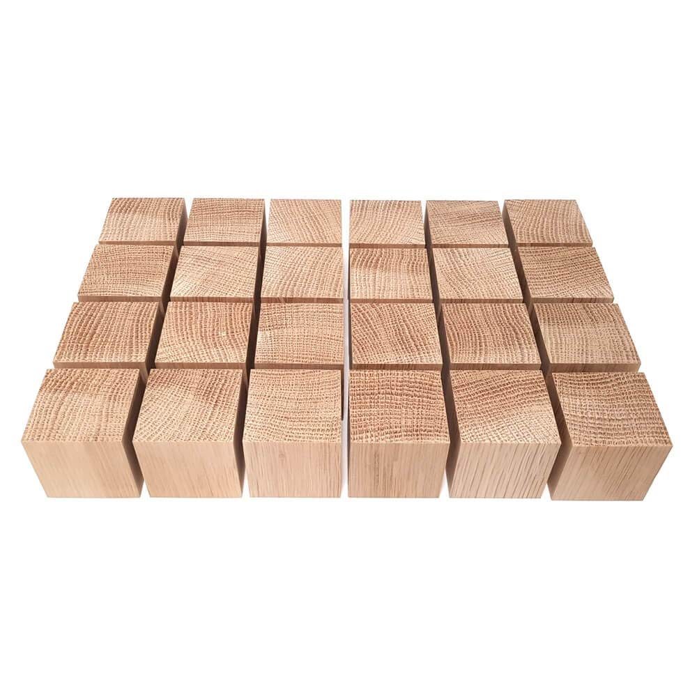 24 Cubes 1.5" / 40 mm Wooden Blocks Bundle Set Oak Wood Natural ECO ...