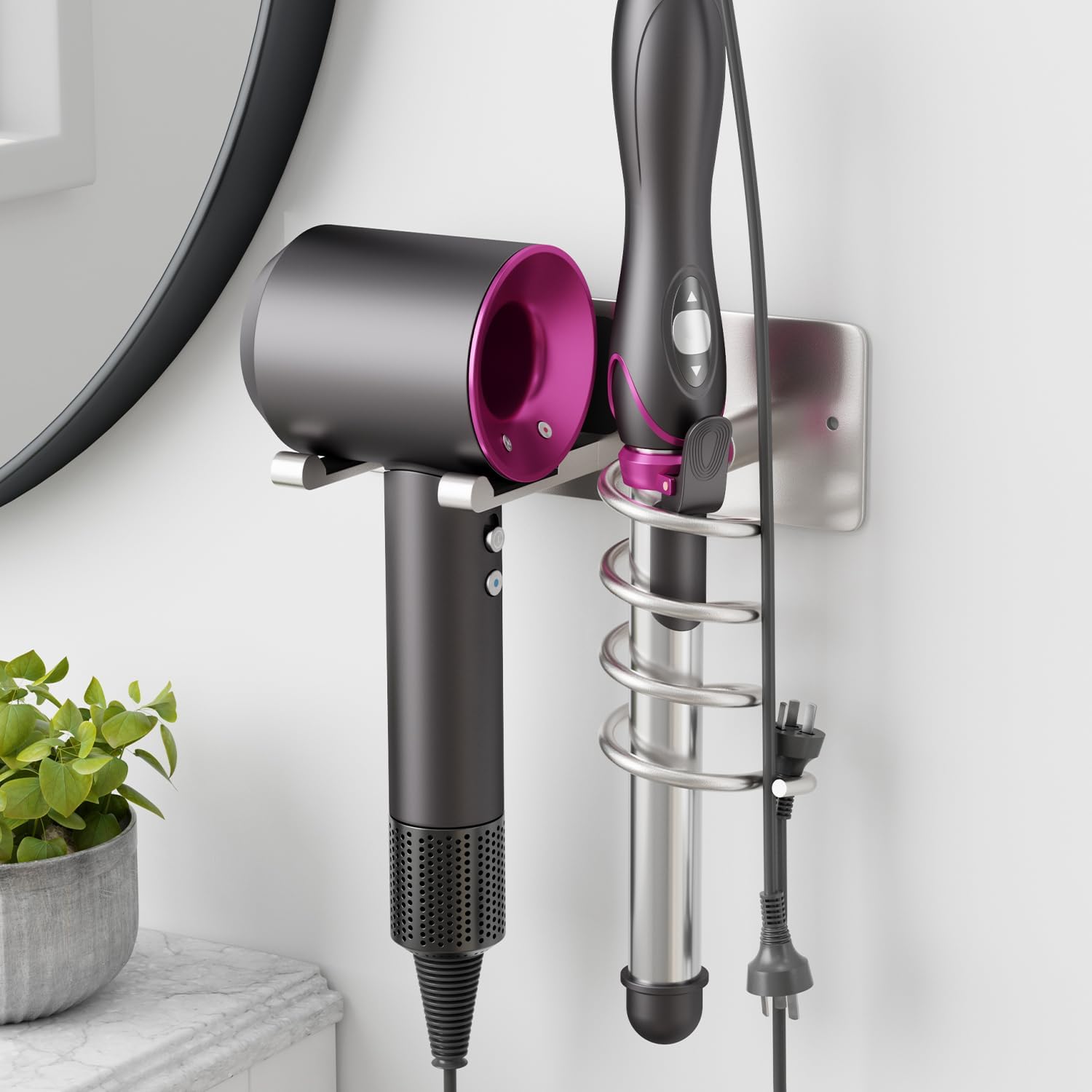 Amazon.com: Tindbea Hair Dryer Holder + Curling Iron Holder, Brushed ...
