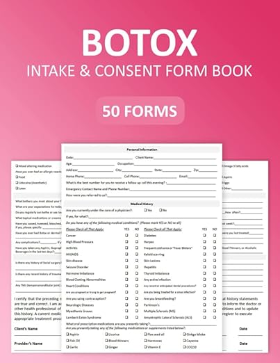 Amazon.com: Botox Intake & Consent Form Book: for Aestheticians ...