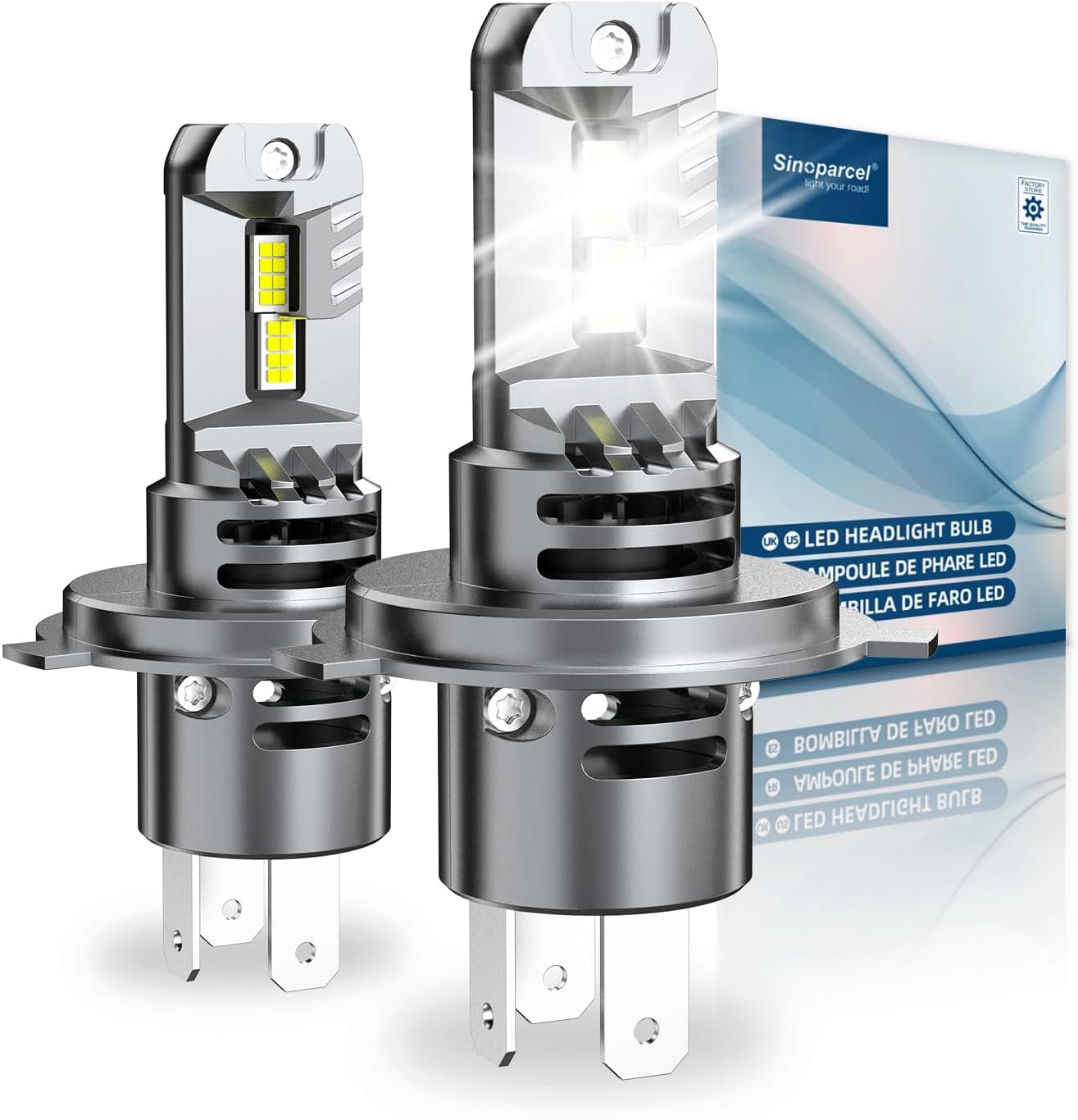 Sinoparcel H4 LED Headlight Bulbs, 70W 20000LM 6500K, 400% Brighter ...