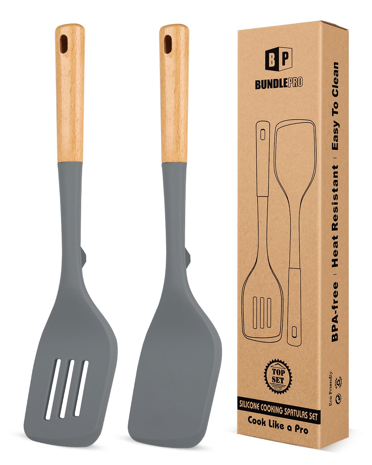 Snapklik.com : Pack Of 2 Large Silicone Spatula, Heat Resistant Solid ...