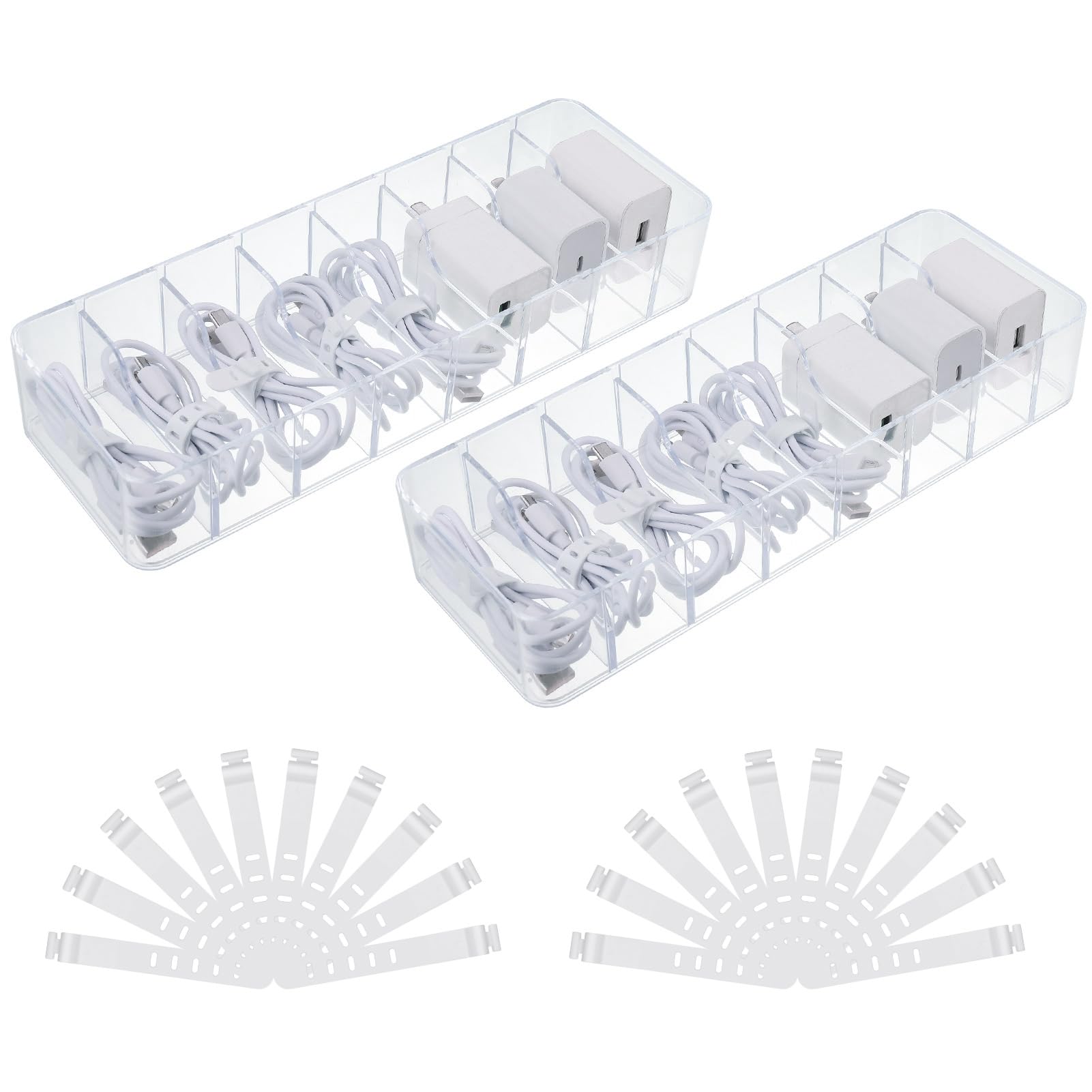Amazon.com: Guiqulai 2 Pcs Clear Charger Cord Organizer Boxs,Plastic ...