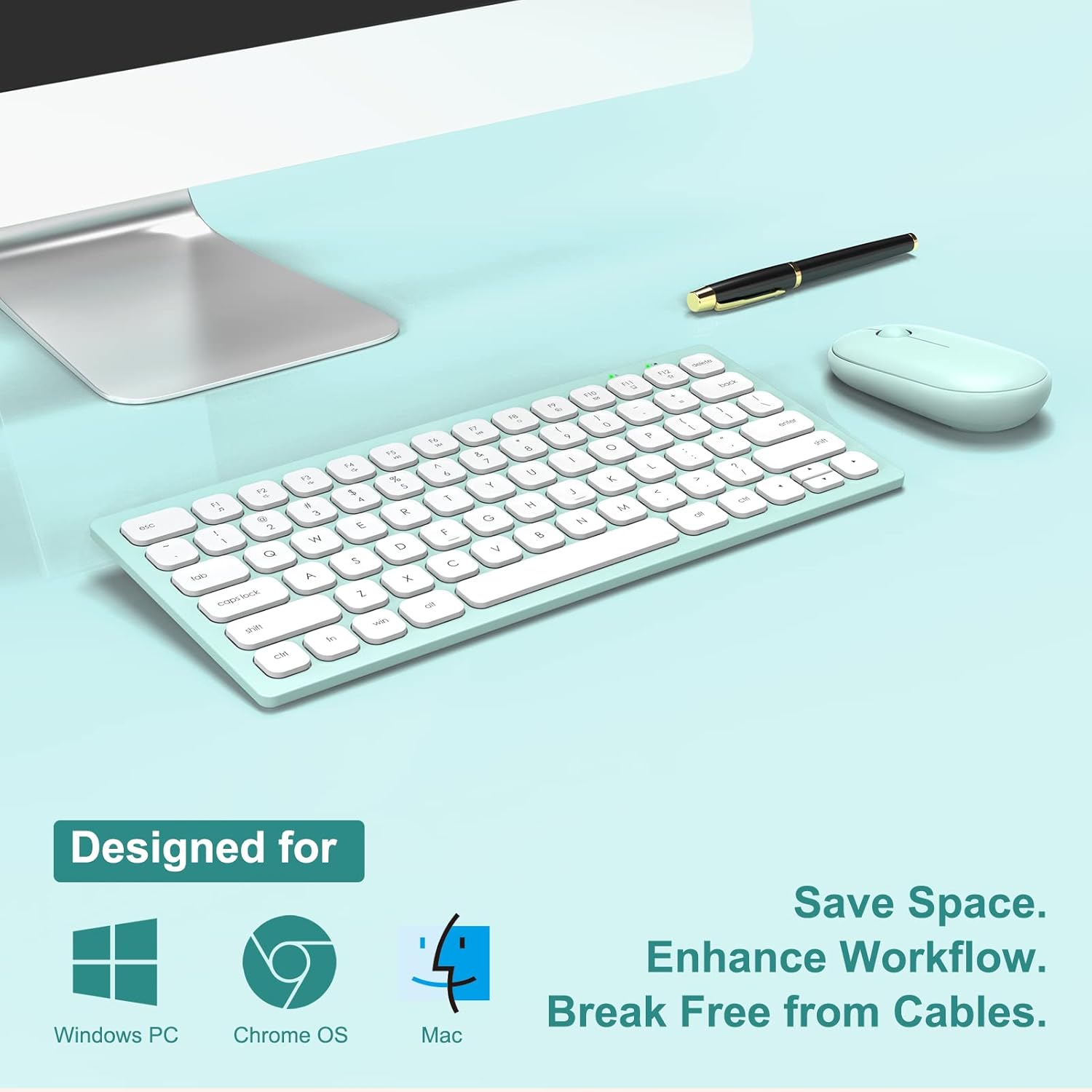 Buy Small Wireless Keyboard and Mouse, Ultra Slim Silent Mini Keyboard ...