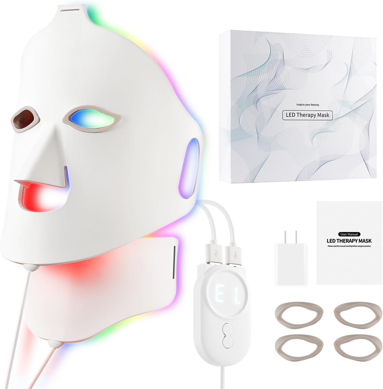 Soft Silicone Led Face Mask,Face&Neck Led Light Mask Skin Care,Led Face ...
