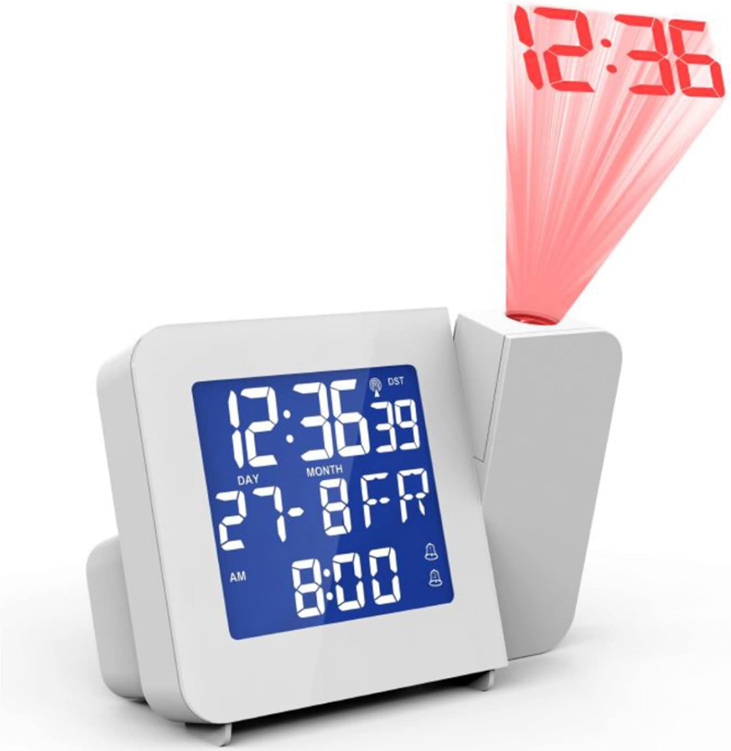 Amazon.de: Miraval Funk-Projektionswecker Blaues LCD Display Funkuhr ...