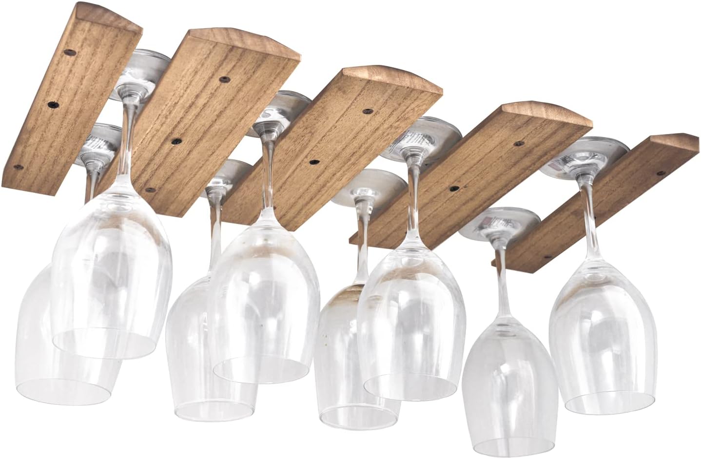 Amazon.com: KIRIGEN Wine Glass Rack Hanger Under Cabinet Wood Stemware ...