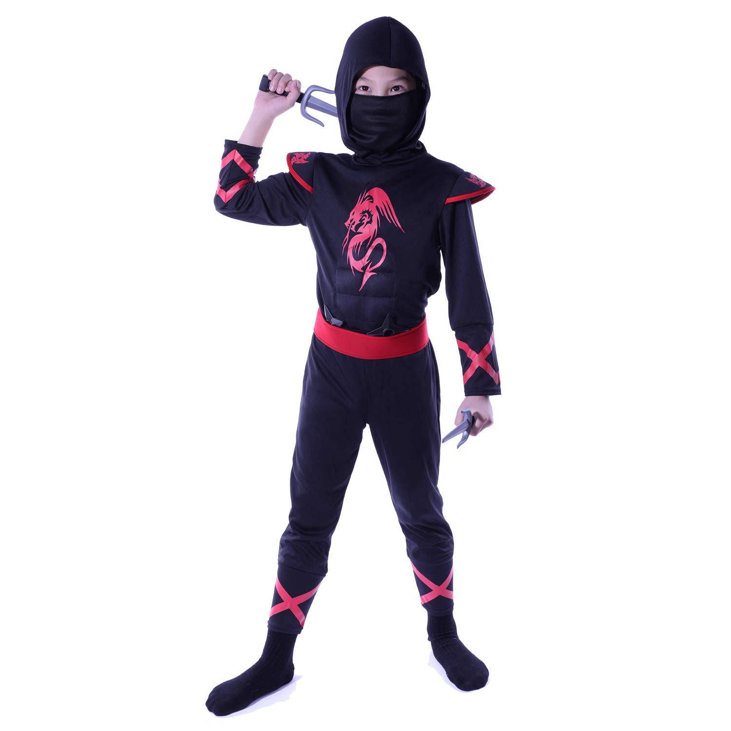 Buy Sincere Party Kids Fire Dragon Ninja Costume,Ninja Role Play Outfit ...