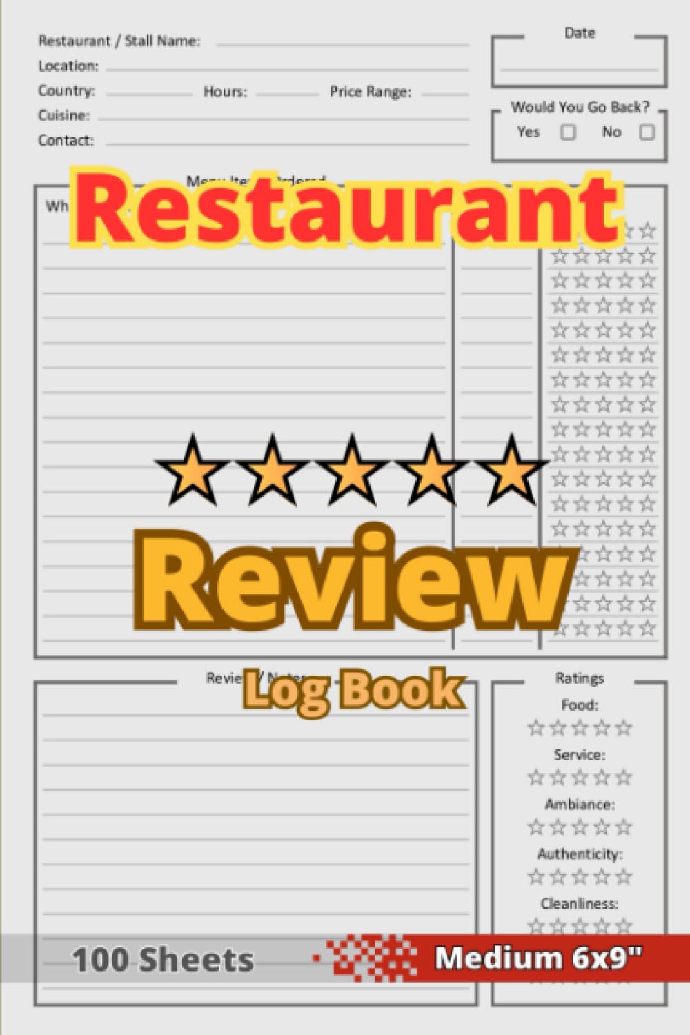 Restaurant Review Log Book: 6x9" - Restaurant Review Journal ...