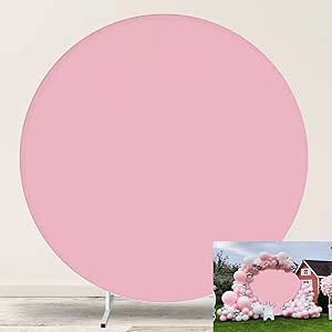 Amazon.com : Vbttmp 6.5x6.5 ft Pure Pink Round Backdrop Polyester Birthday Party Photography ...