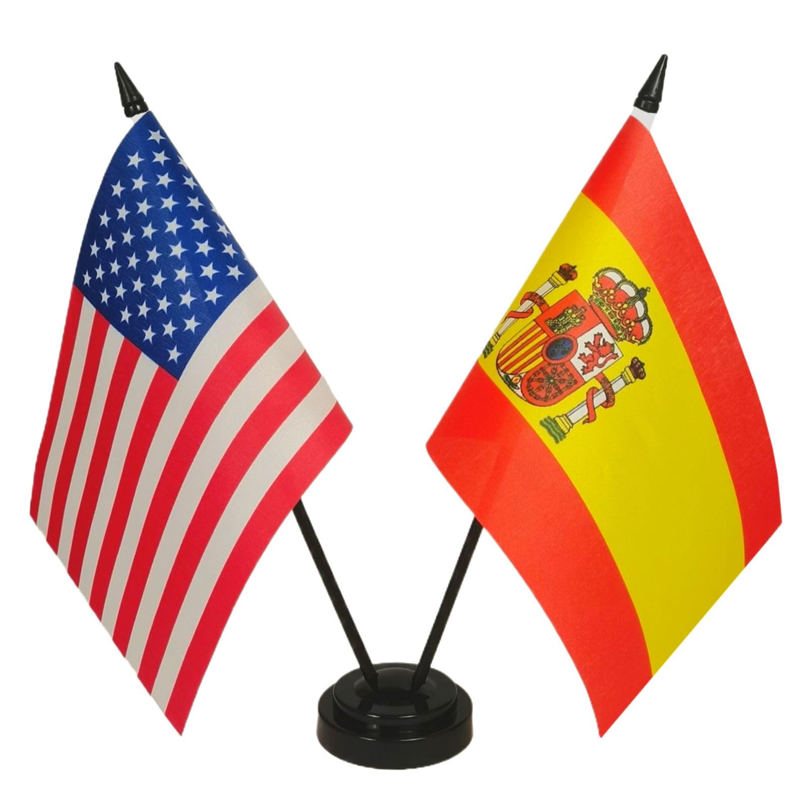 Us Flag And Flag Of Spain American And Spanish Flags Stock