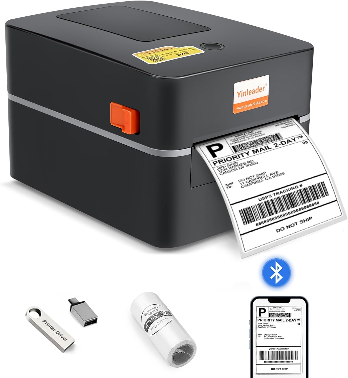 Amazon.com : Yinleader Thermal Label Printer Bluetooth, 4x6 Shipping ...